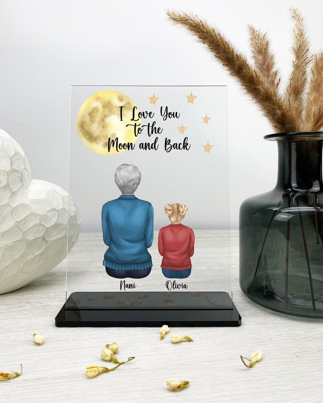 Grandma Gift, Nanny and Grandchild Gift, Family Illustration, Grandma ...
