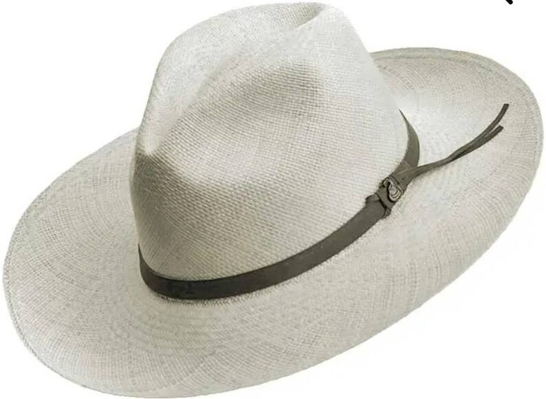 Original Panama Hat Wide Brim Natural Classic Fedora Natural Toquilla Straw Leather Band ...