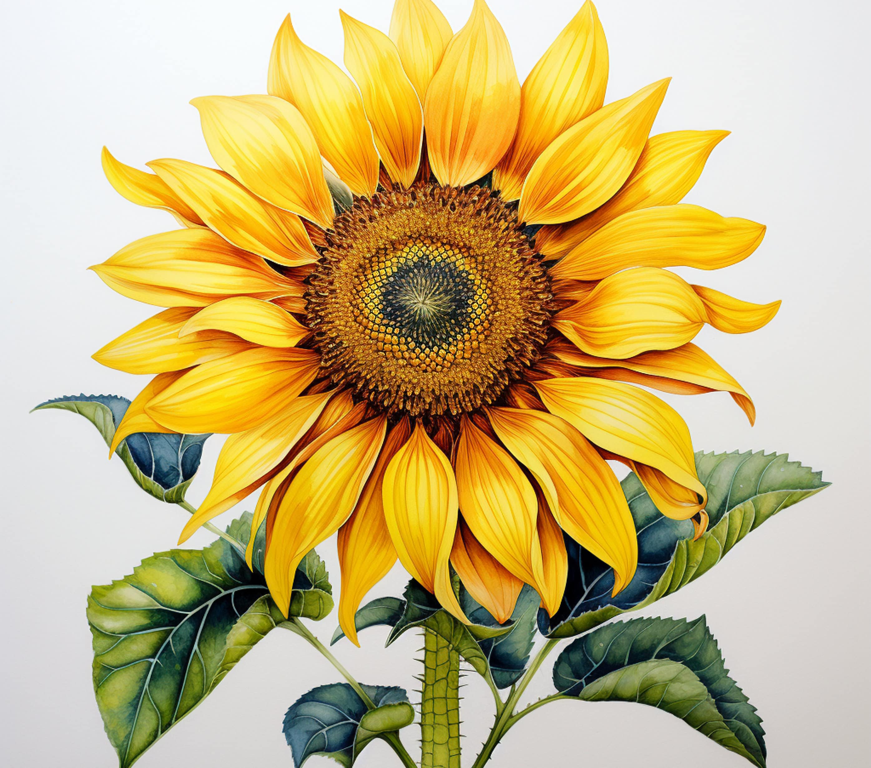 Watercolor Sunflower - Etsy