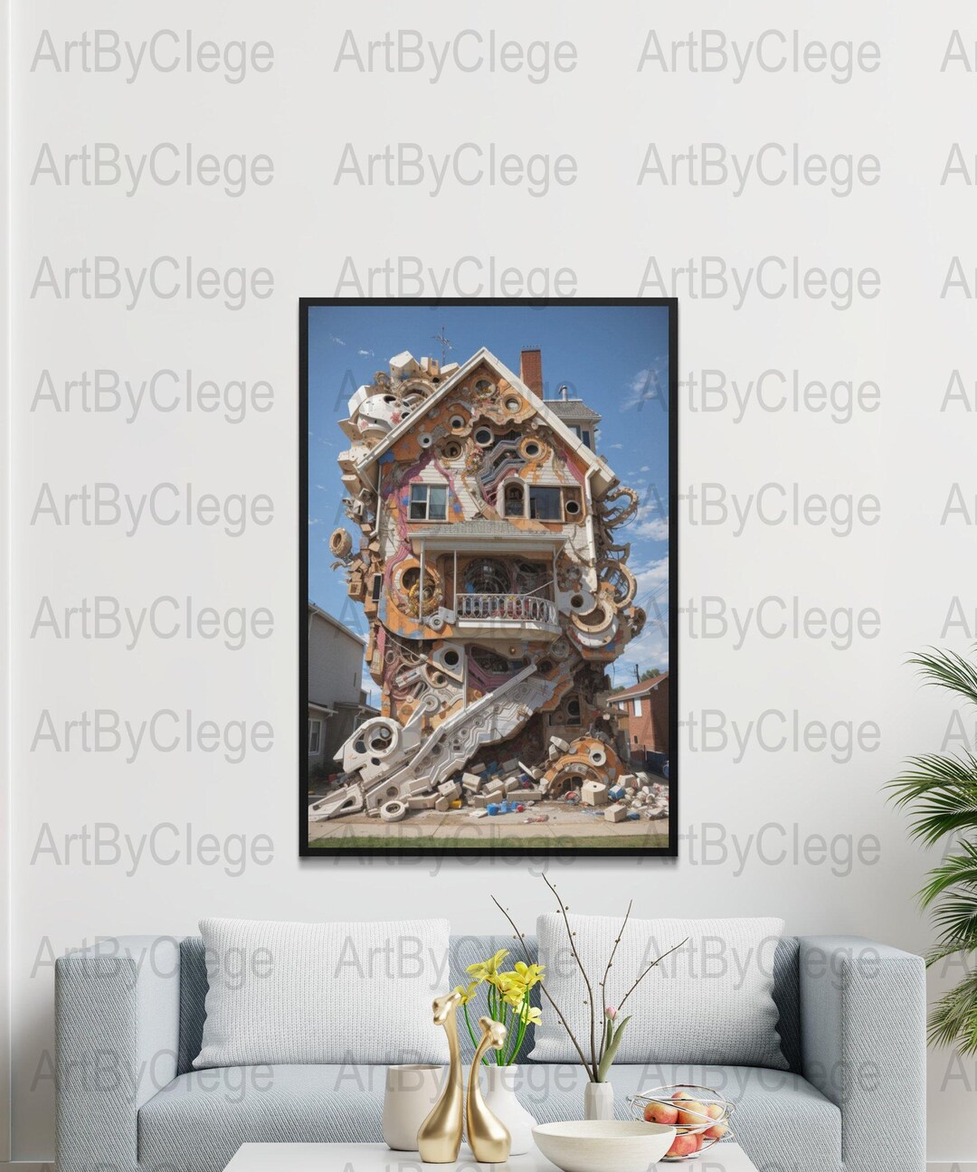 Exploded Architecture Art by Nychos, Surreal Building Digital Print ...
