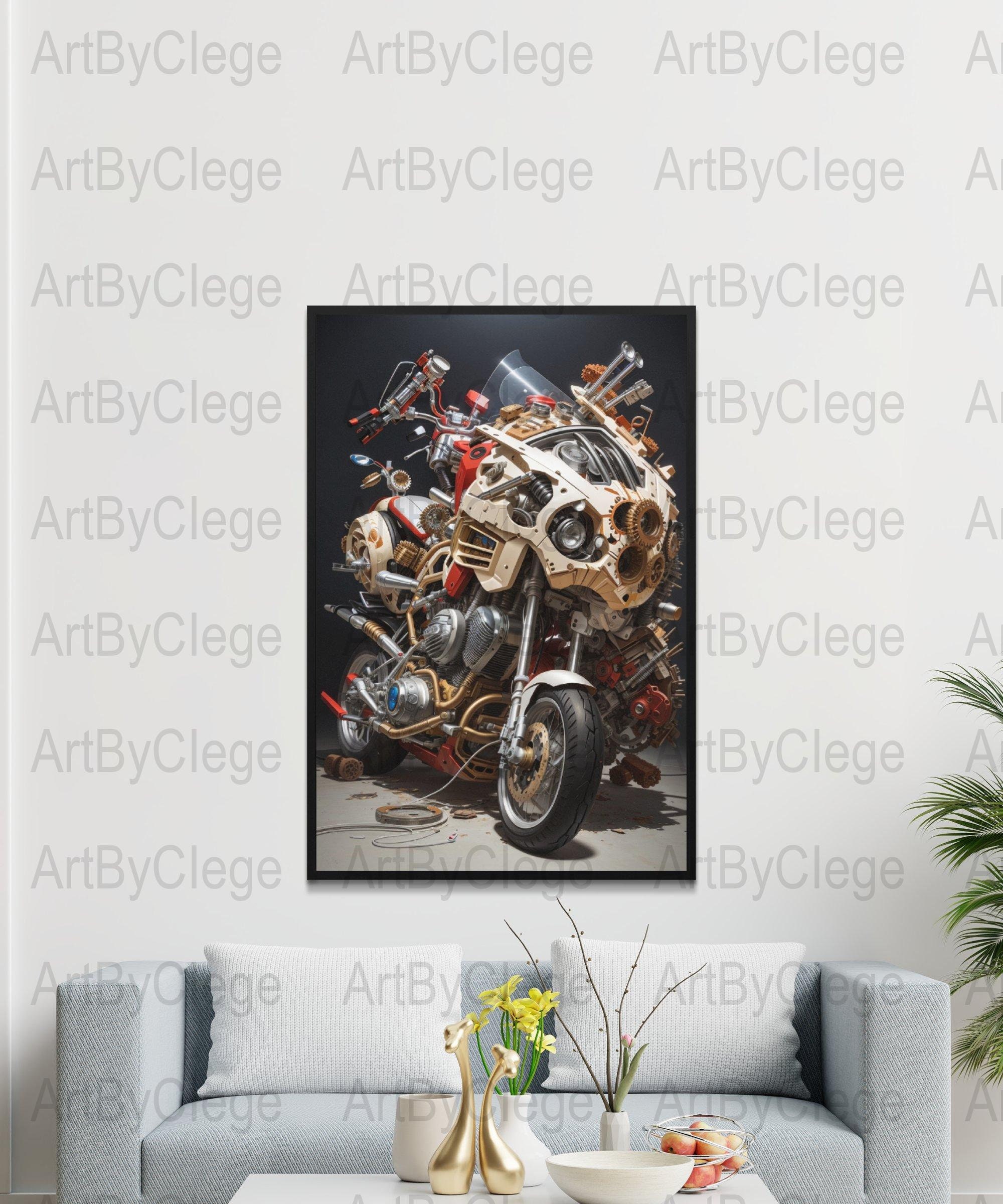 Exploded Motorcycle Illustration by Nychos, Digital Artwork, High ...
