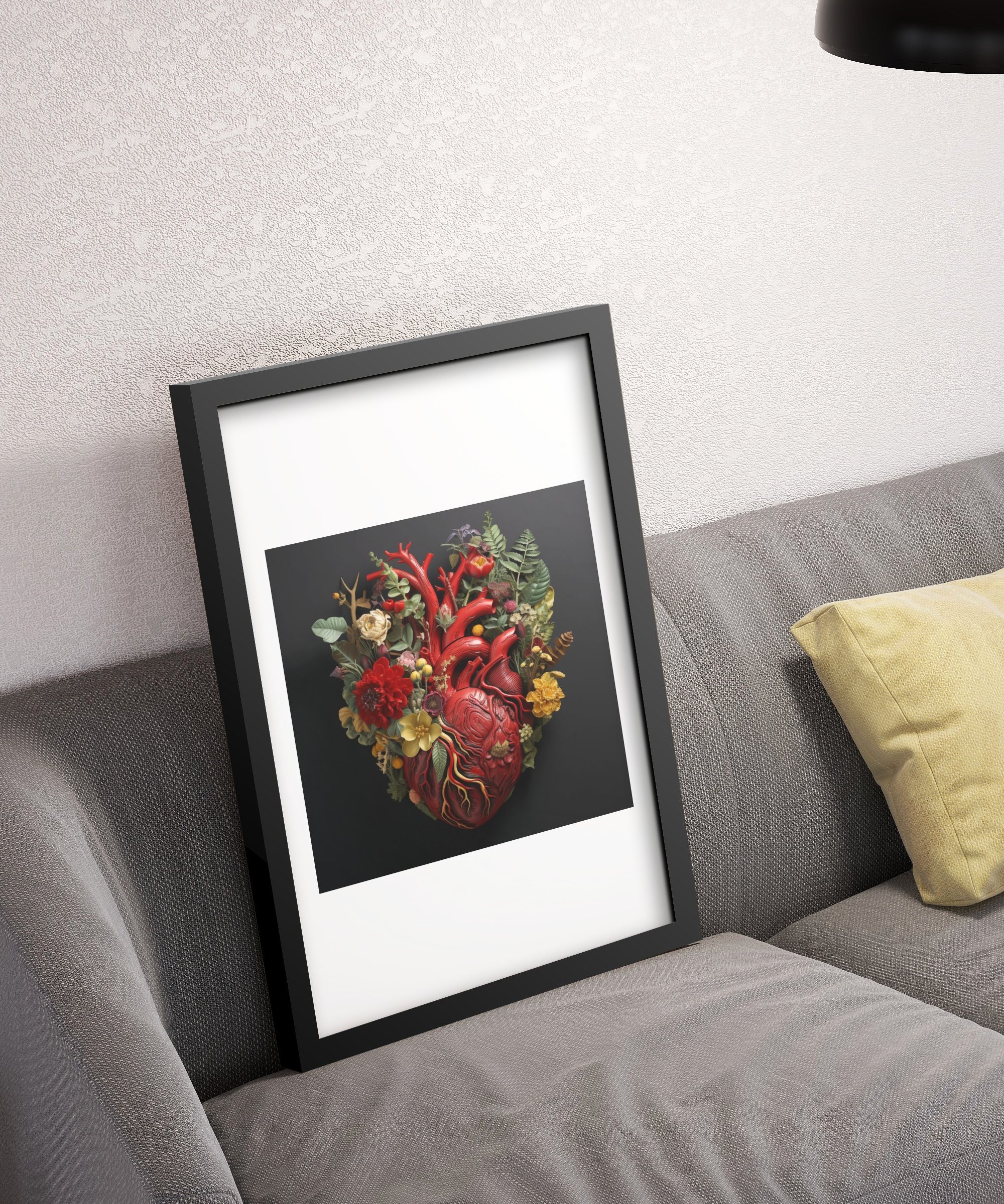 Vivid Vascular Symphony: Anatomical Heart in Deep Red Amid - Etsy