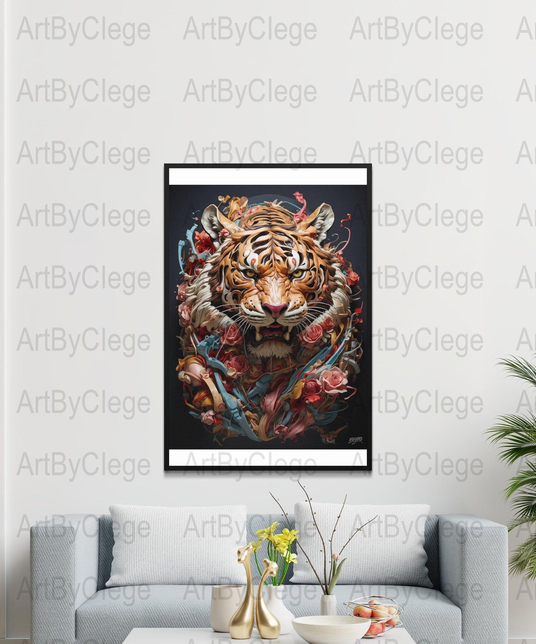 Exploded Tiger Art by Nychos, Digital Print Download, Intricate Animal ...