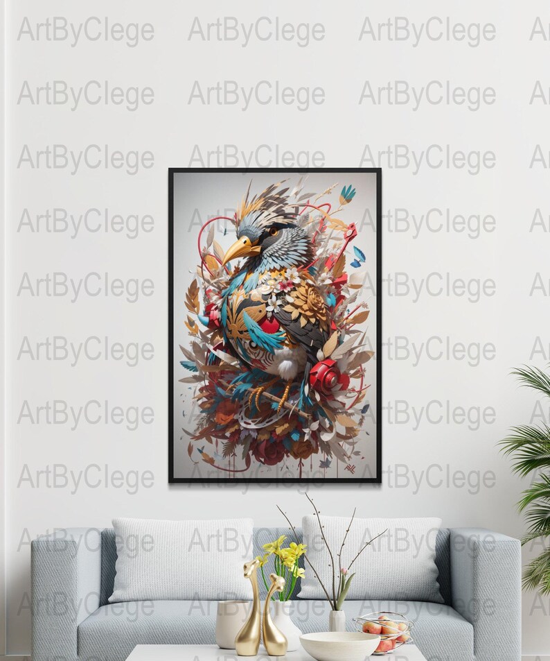 Exploded View Bird Artwork by Nychos, Digital Print, Modern Home Decor ...
