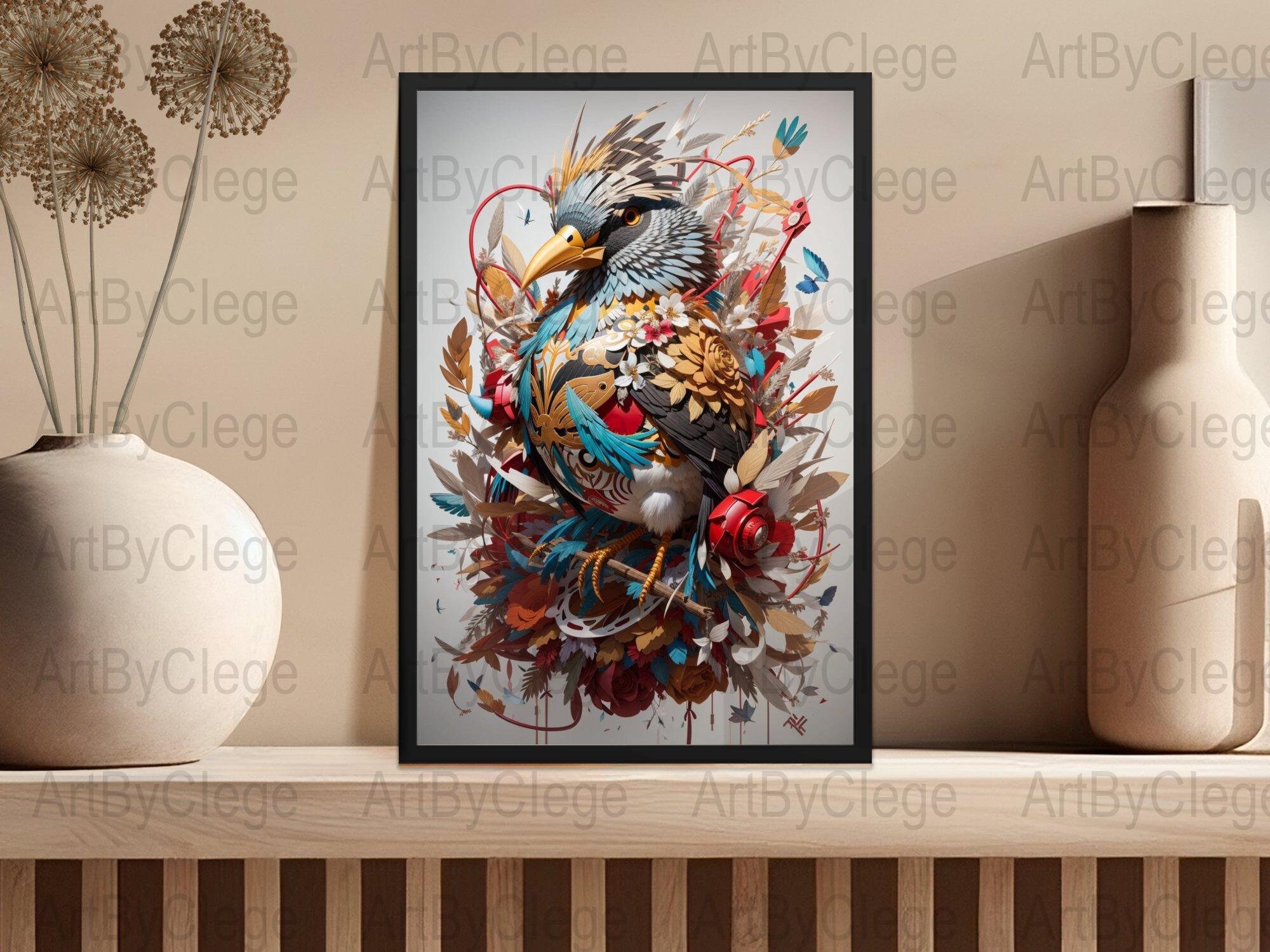 Exploded View Bird Artwork by Nychos, Digital Print, Modern Home Decor ...