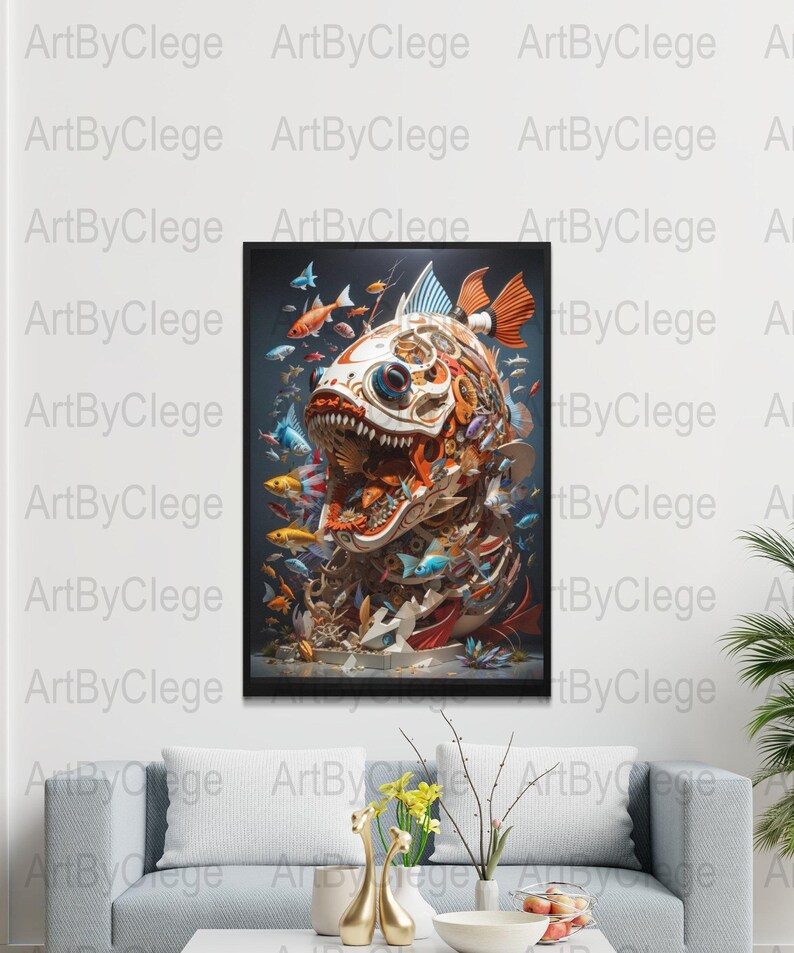 Exploded Fish Anatomy Art by Nychos, Digital Print, Ocean Wildlife ...
