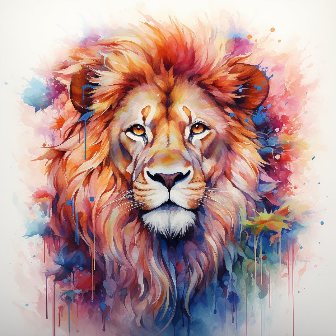 Watercolor Lion PNG Digital Download Majestic Wildlife Art - Etsy