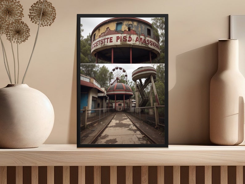 Haunting Creepypasta Abandoned Theme Park Digital Art Eerie Home Decor ...