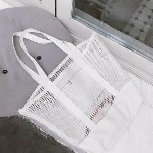 Totebag With Mesh big Eco Tote Bag Eco Friendly Shopper - Etsy