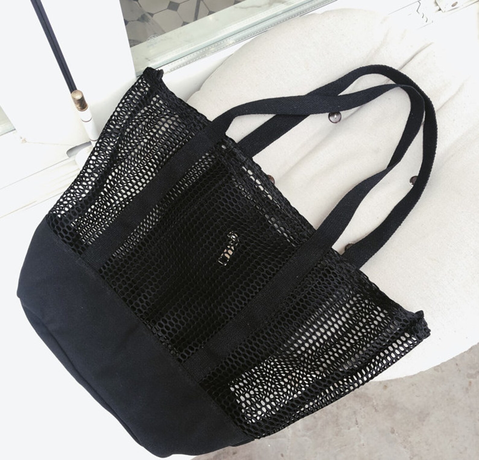 Totebag With Mesh big Eco Tote Bag Eco Friendly Shopper | Etsy