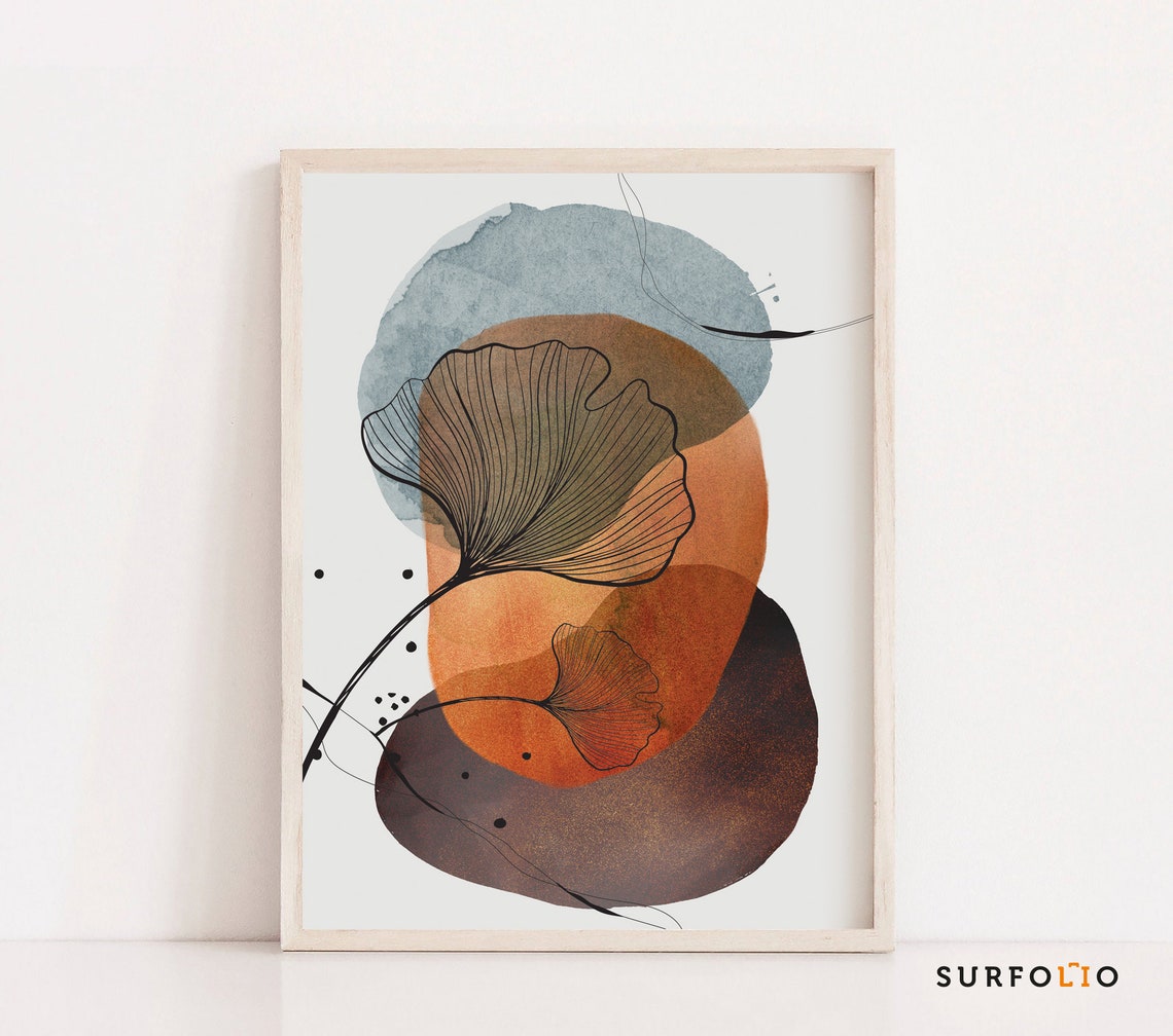 Ginko Illustration Ginko Line Art Boho Ginko Print Ginko Leaves Art ...