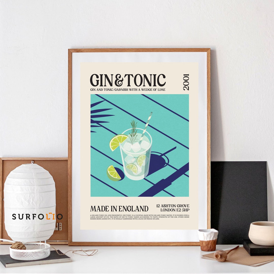 Gin and Tonic Print, Gin Poster, Bar Art Print, Tonic Art Decor ...