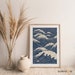 Linocut Sea Ocean, Japan Retro Wave, Waves Line Print, Linocut Waves ...