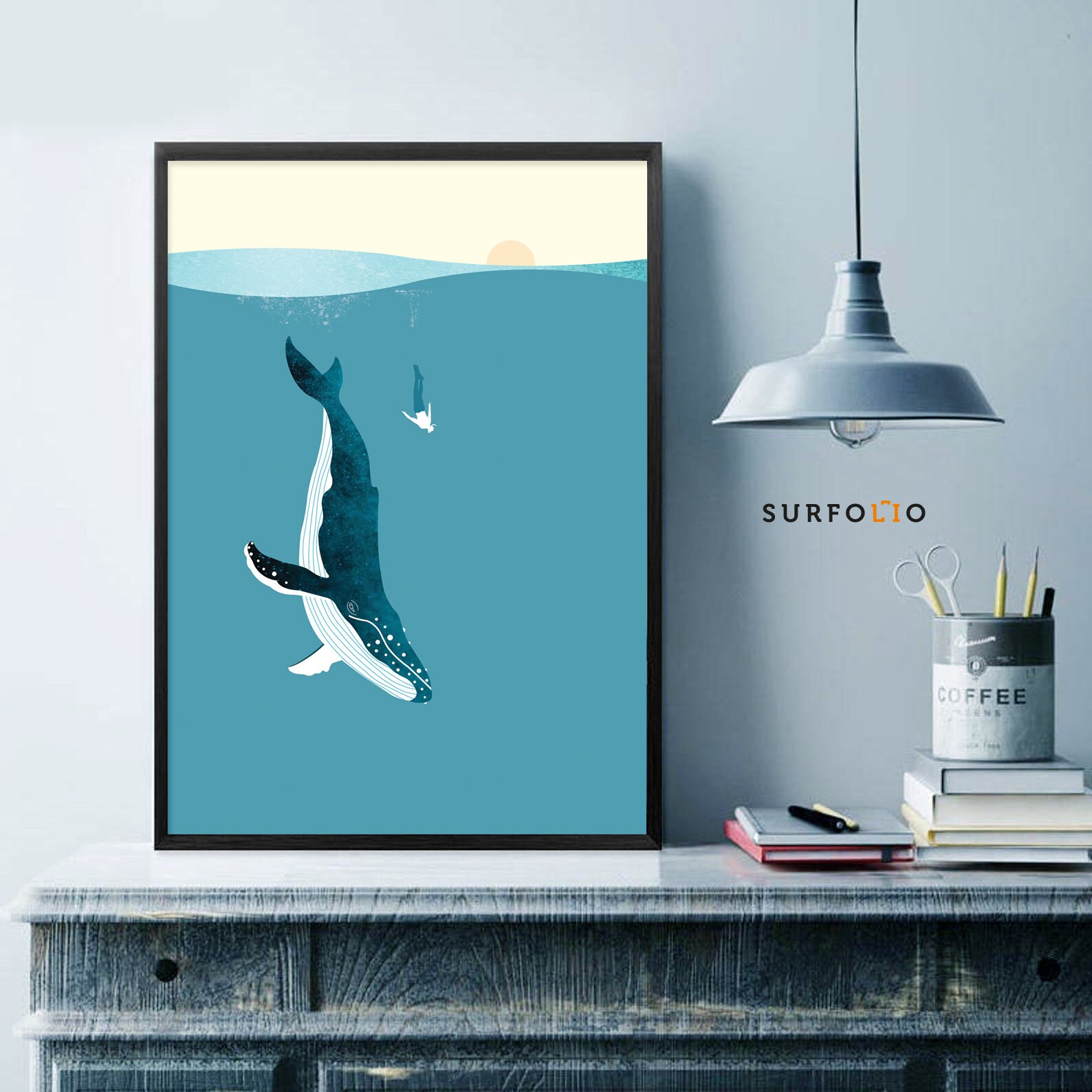 Whale Print Poster Blue Whale Art Whale Wall Art Whale Illustration ...