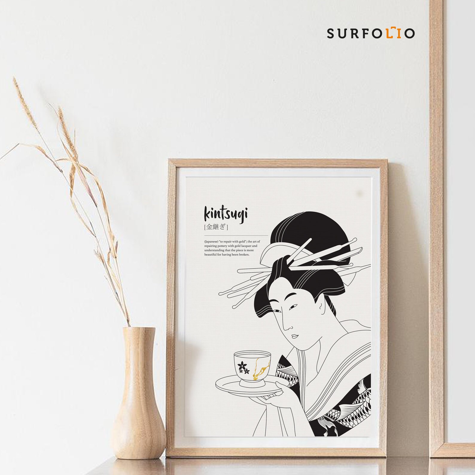 Kintsugi Print Kintsugi Poster Kintsugi Wall Art Geisha - Etsy