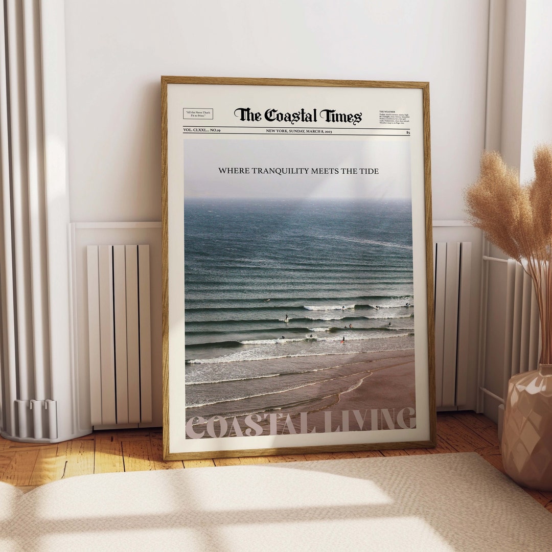 Coastal Living Print Ocean Tide Coastal Retro Newspaper Hawaii Beach ...