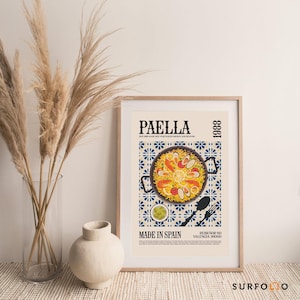 Paella Art Print, Paella Poster, Paella Food Art, Spain Cuisine, Spain ...