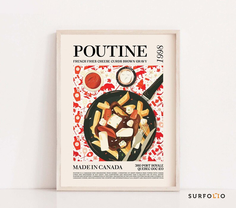 Canada Poutine Food Art Poutine Food Lover Kitchen Food Wall Art Retro ...