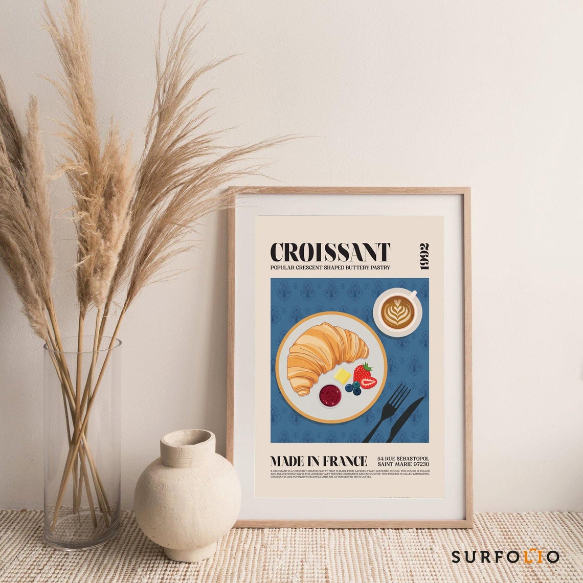 Croissant Art Print French Croissant French Foodie Art - Etsy