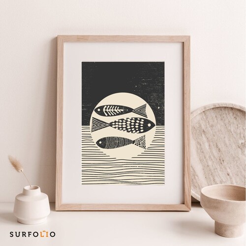 Mid Century Modern Fish Print Printable Wall Art Fish Wall - Etsy