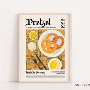 Pretzel Baked Bread Germany Food Art Mustard Cheese Art Print Germany ...