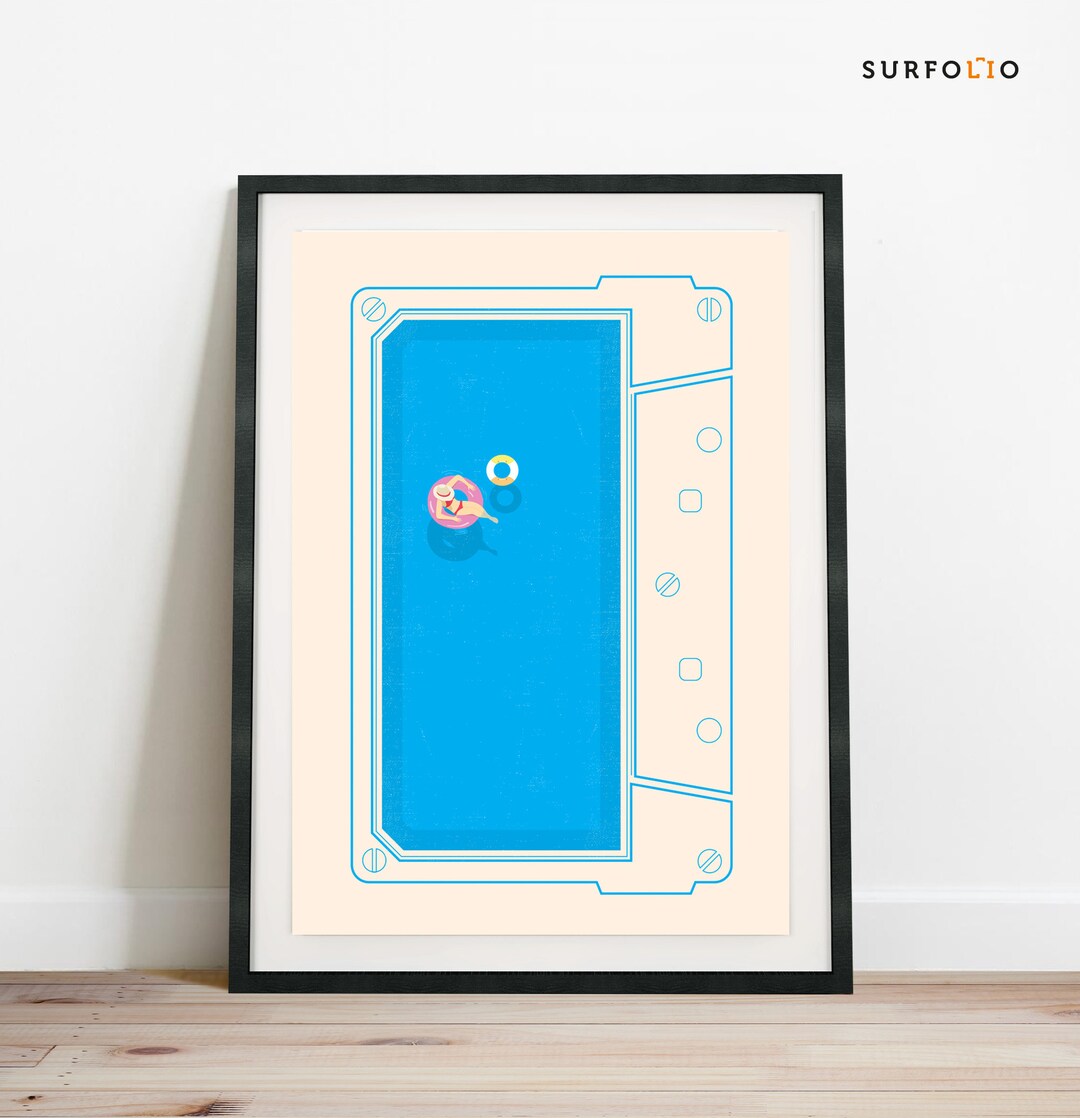 Music Pool Print Aerial Pool Print Minimalist Pool Pool Illustration ...