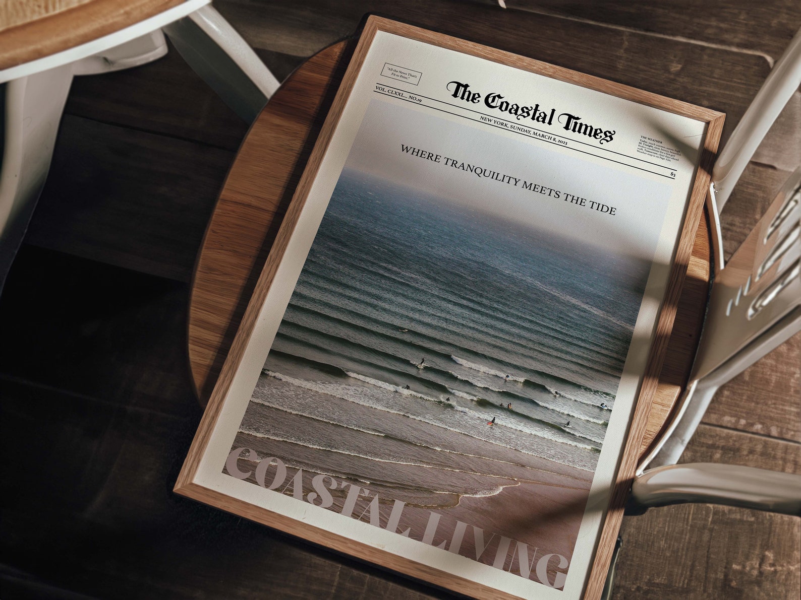 Coastal Living Print Ocean Tide Coastal Retro Newspaper Hawaii Beach ...