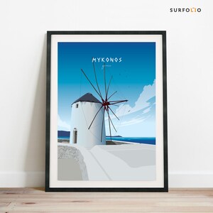 Mykonos Print Mykonos Poster Greek Island Poster Mykonos | Etsy