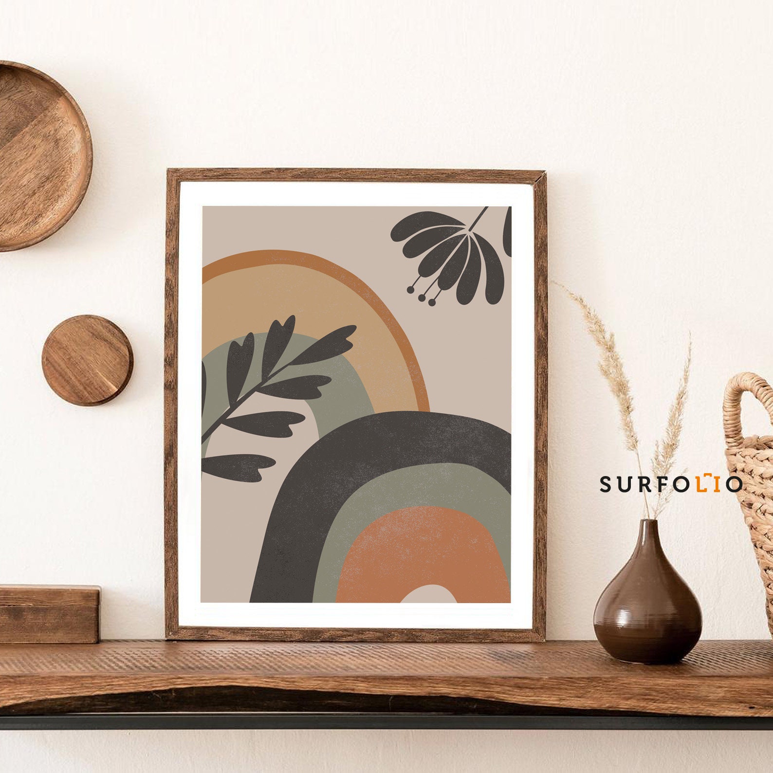 Boho Floral Illustration Boho Leaf Poster Boho Rainbow Poster - Etsy