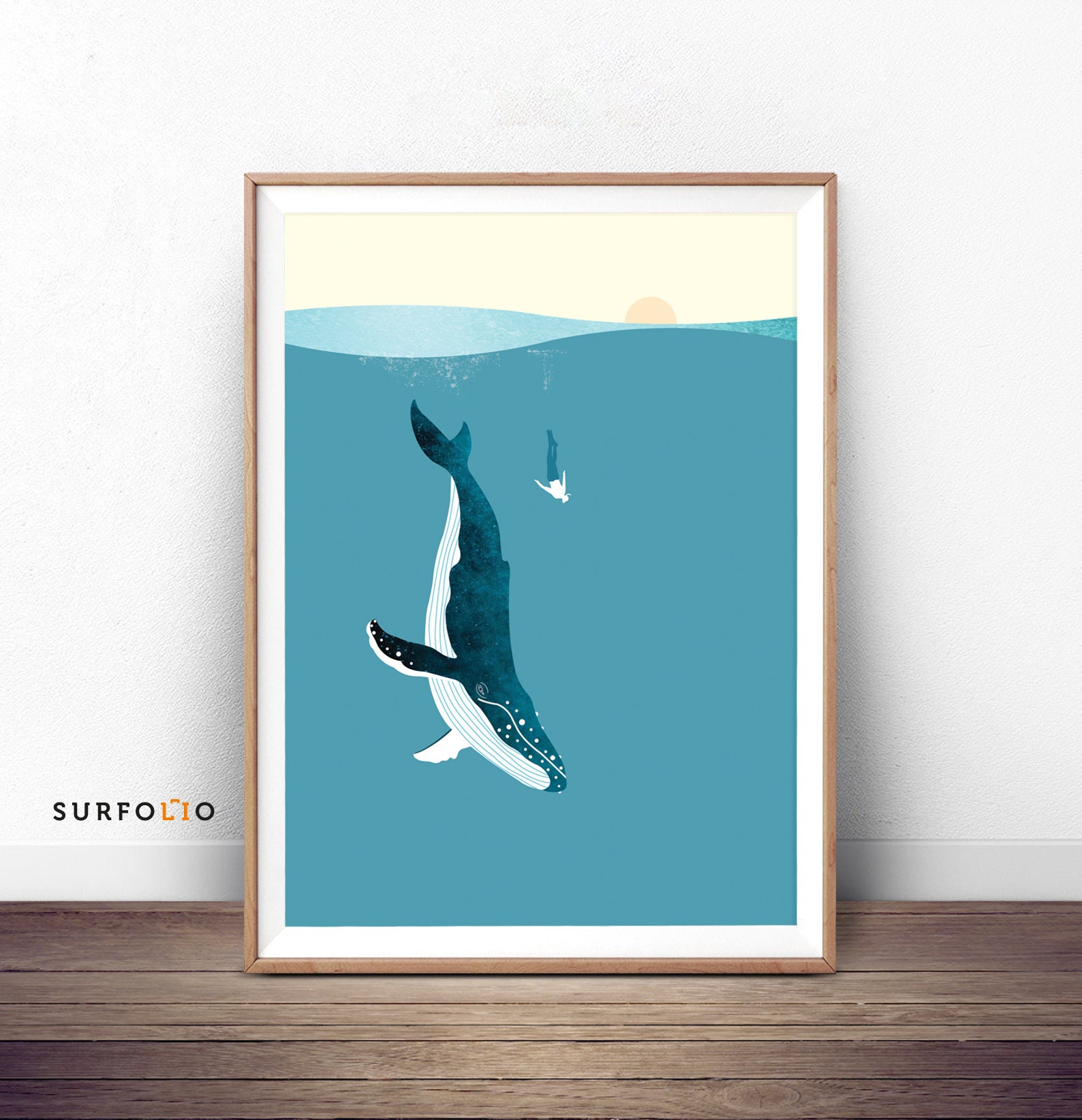 Whale Print Poster Blue Whale Art Whale Wall Art Whale Illustration ...