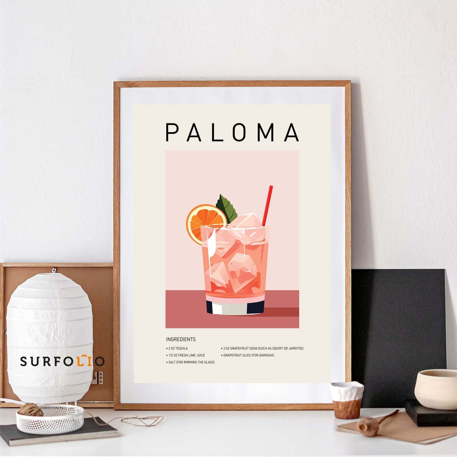 Paloma Poster Cocktail Wall Art Paloma Print Classic Cocktails Paloma ...