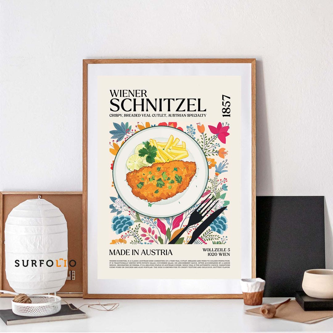Wiener Schnitzel Food Wall Art Austria Food Recipe National Traditional ...