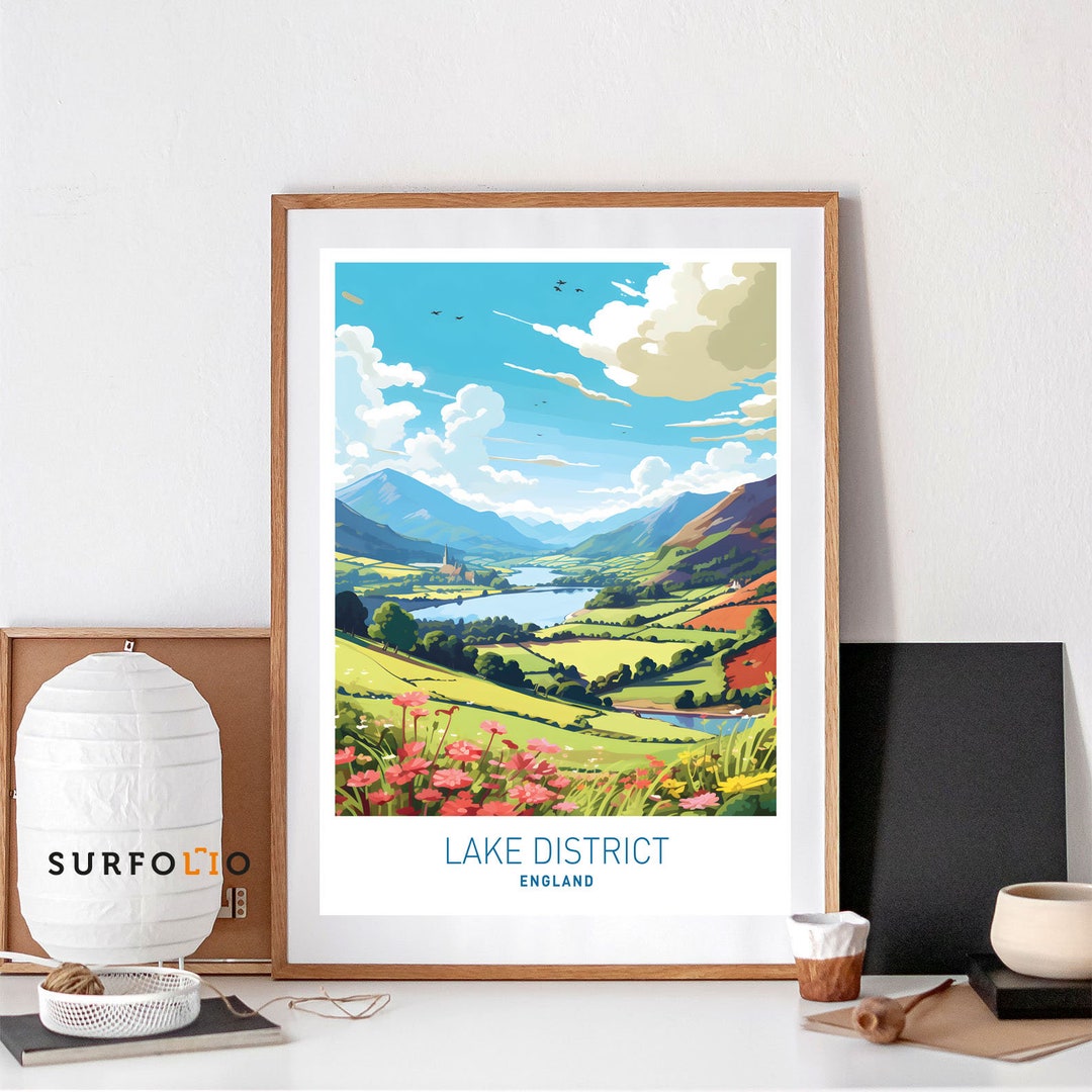 Lake District Print Catbells Poster England Lake District National Park ...