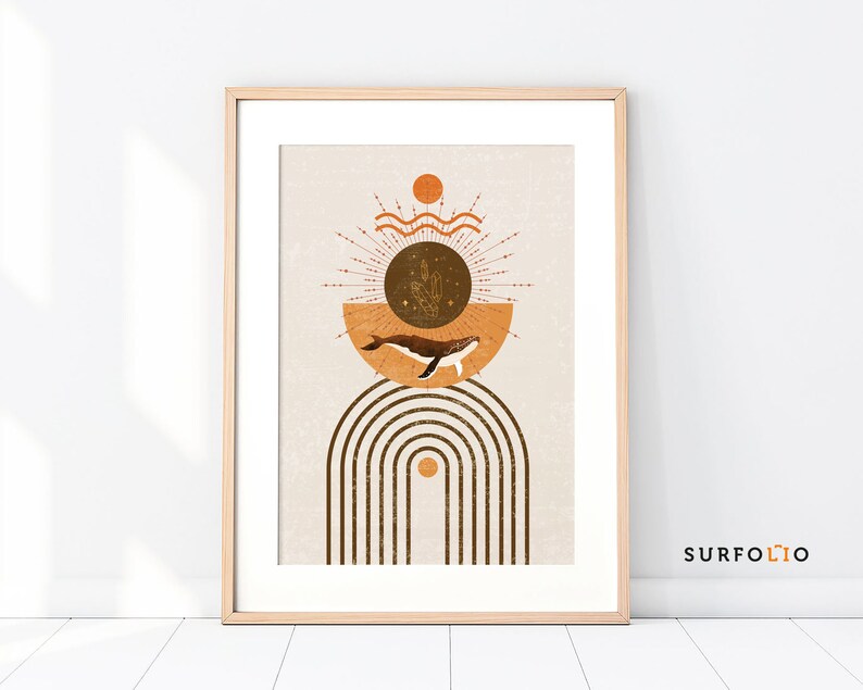 Boho Rainbow Poster Whale Rainbow Print Boho Mystical Print - Etsy