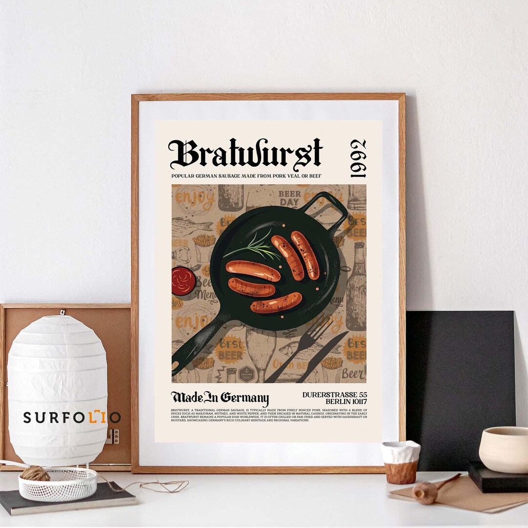Germany Bratwurst Food Art Bratwurst Sausage Food Retro Print Germany ...