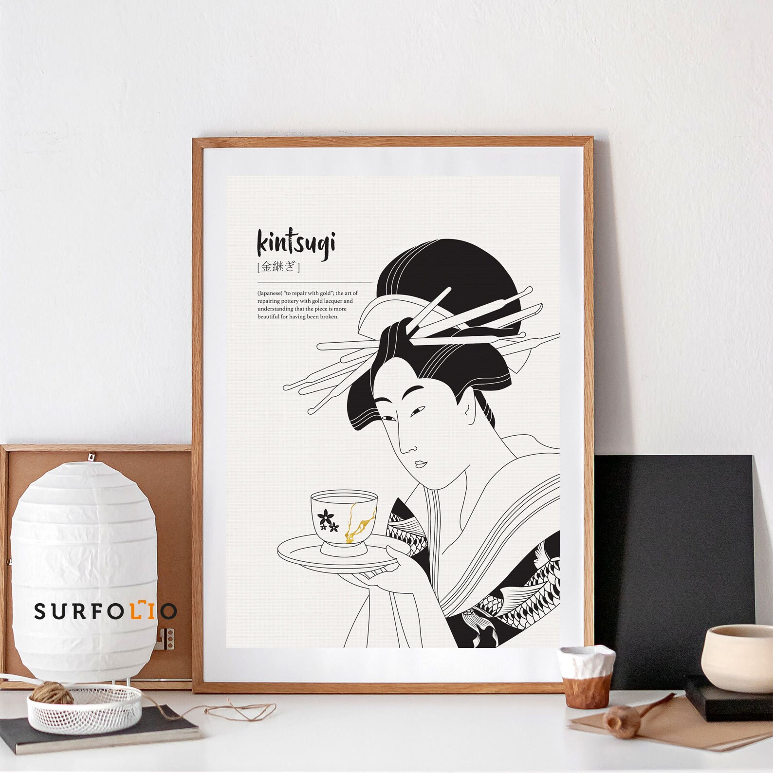 Kintsugi Print Kintsugi Poster Kintsugi Wall Art Geisha - Etsy