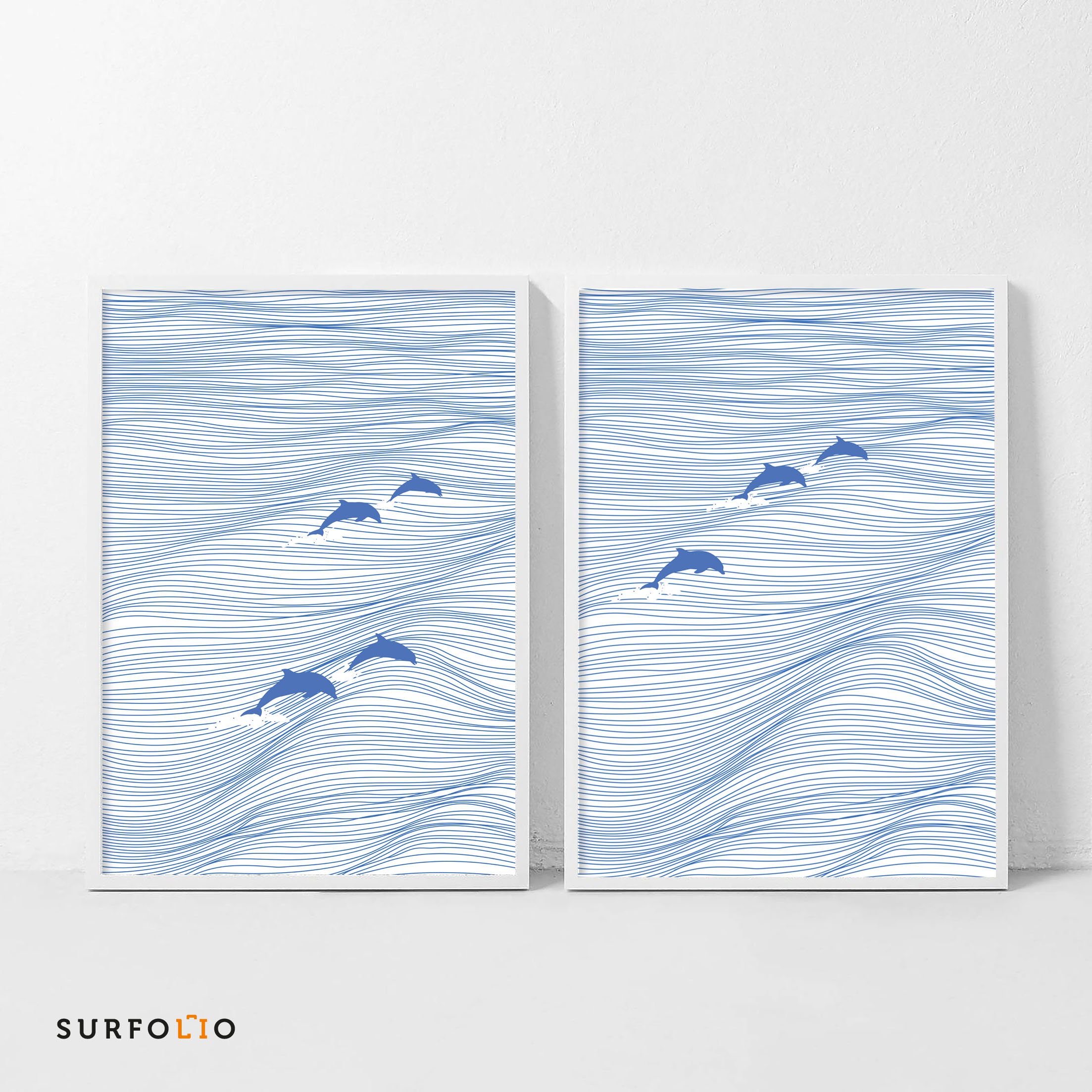 Set of 2, Sea Line Art, Ocean Line Art, Waves Line Art, Waves Minimal ...