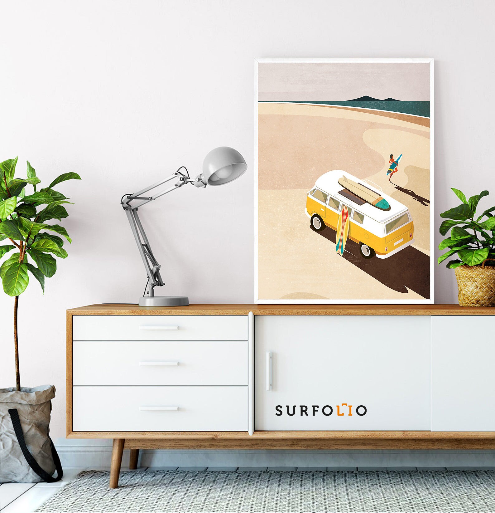 Surfboard Print Retro Surf Van Print Combi Van Surfboard - Etsy