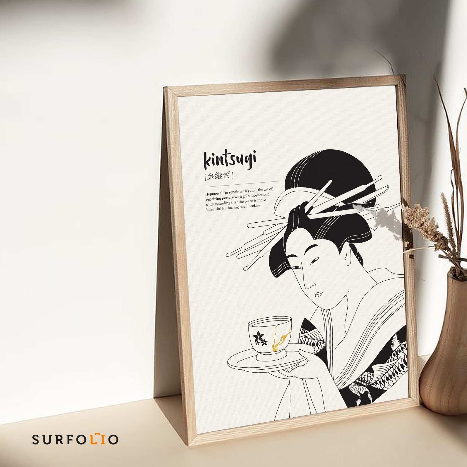 Kintsugi Print Kintsugi Poster Kintsugi Wall Art Geisha - Etsy