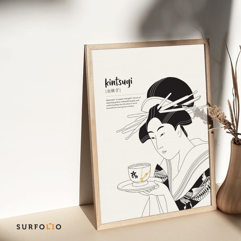 Kintsugi Print Kintsugi Poster Kintsugi Wall Art Geisha - Etsy