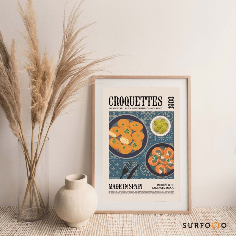 Croquettes Art Print, Croquettes Poster, Croquettes Food Art, Spain ...