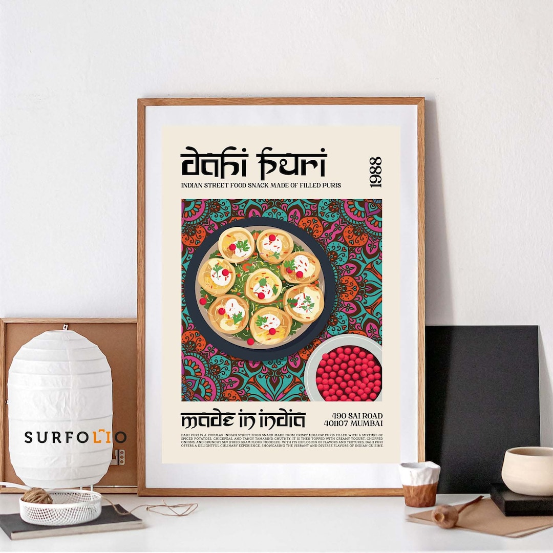 Dahi Puri Art, Dahi Puri Print, Dahi Puri Poster, Mumbai Food, India ...
