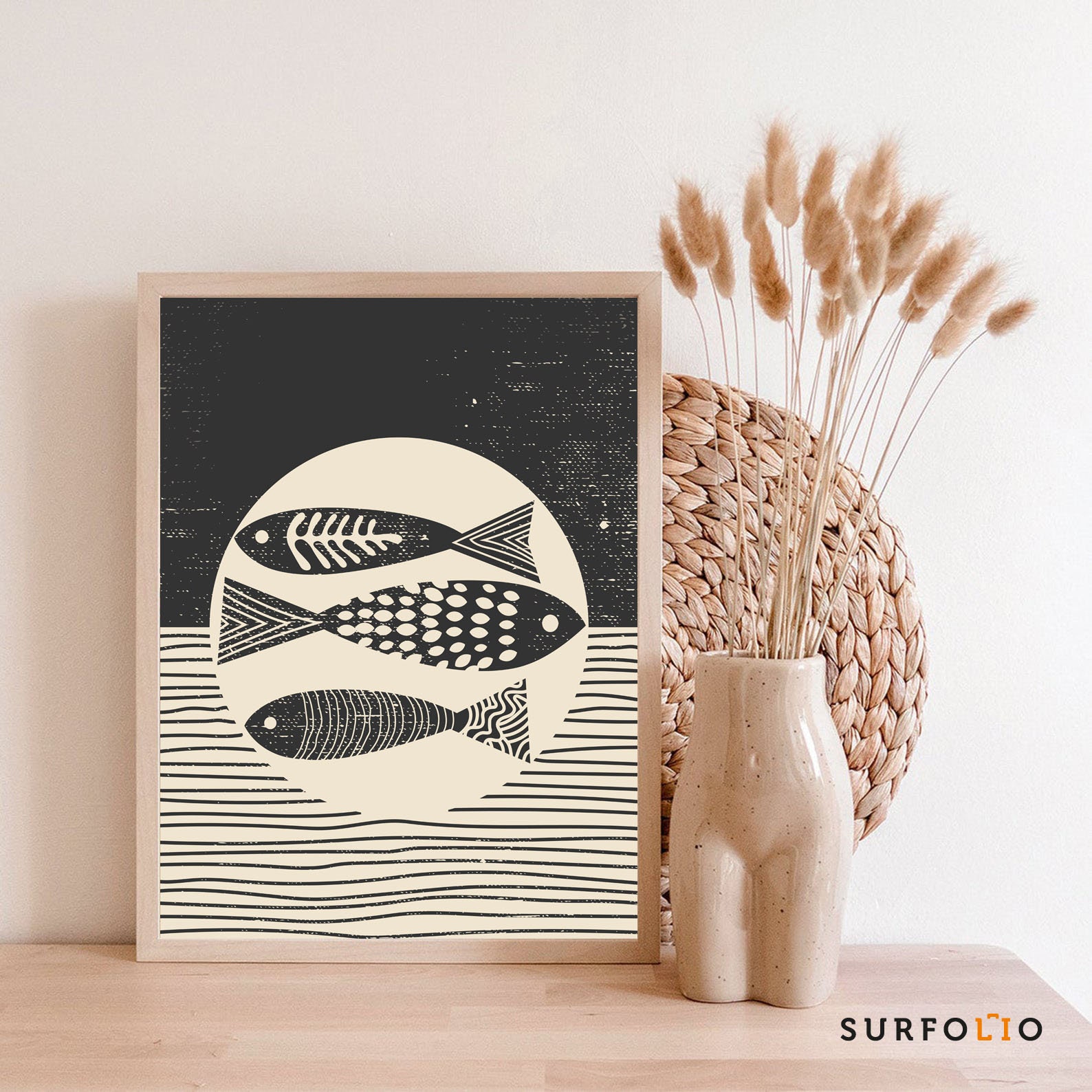 Boho Fish Print Mid Century Fish Fish Vintage Poster Fish | Etsy