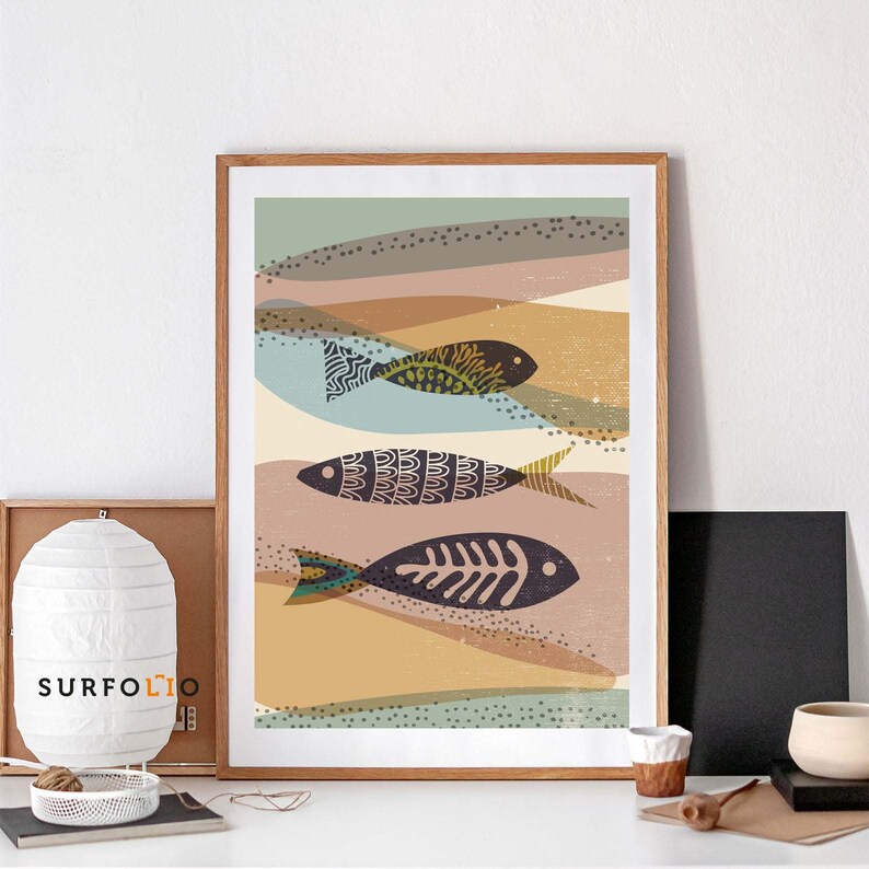 Boho Fish Print, Mid Century Fish, Fish Vintage Poster, Fish Art Lover ...