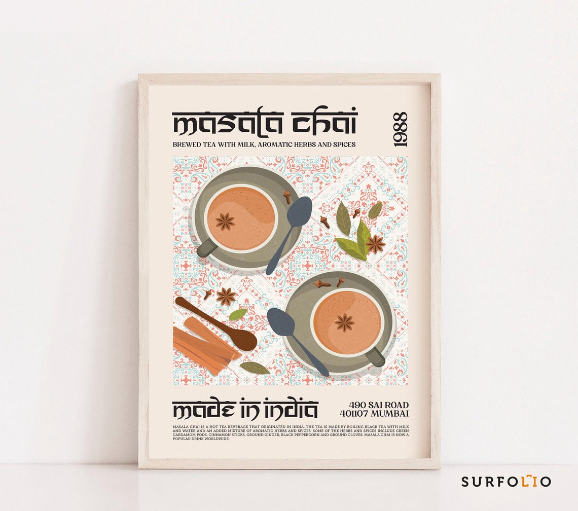Masala Chai, Indian Tea Print, Masala Poster, Mumbai Food, India ...