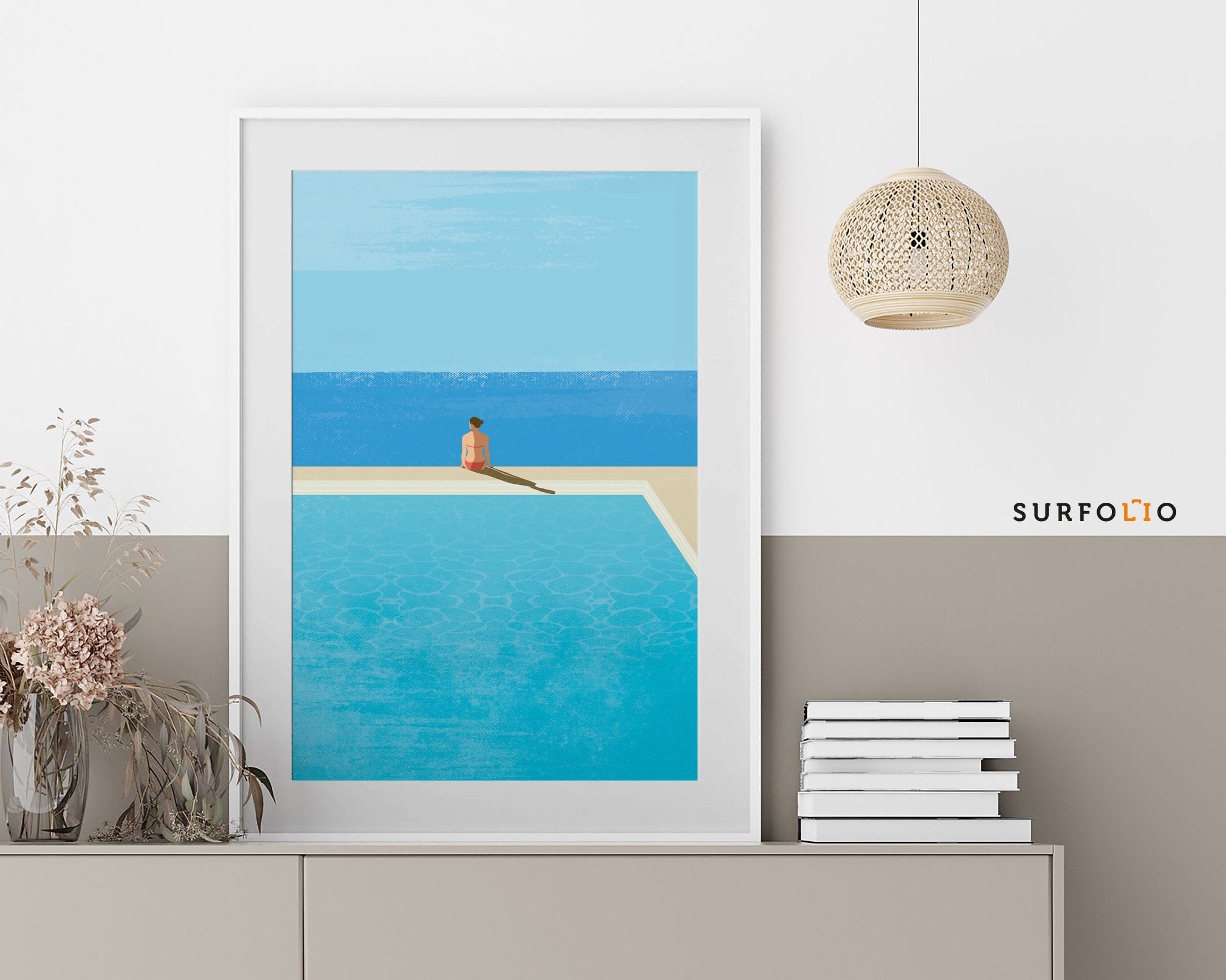 Poolside Print Pool Seaside Prints Minimalist Pool Pool Illustration ...