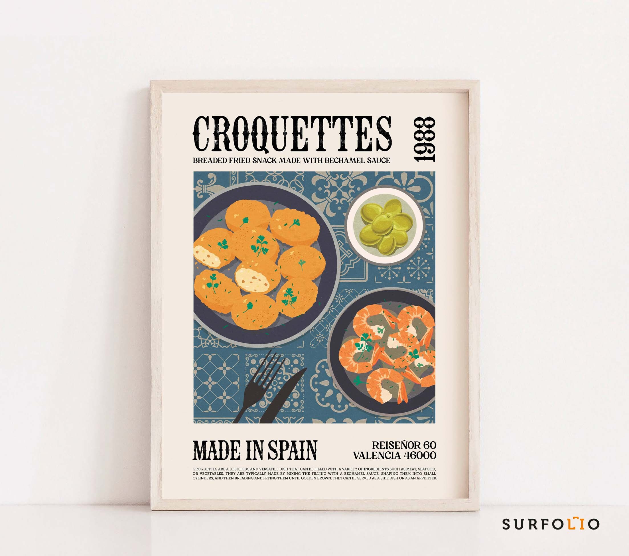 Croquettes Art Print, Croquettes Poster, Croquettes Food Art, Spain ...