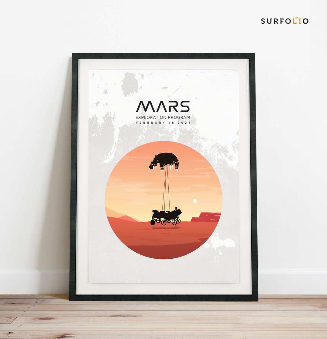 Mars Perseverance, Mars Poster, Mars Travel Poster, Mars Wall Art, Mars ...