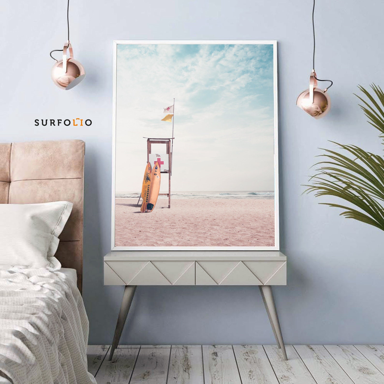 Yellow Surfboard Print Beach Art Decor Printable Poster Dorm - Etsy