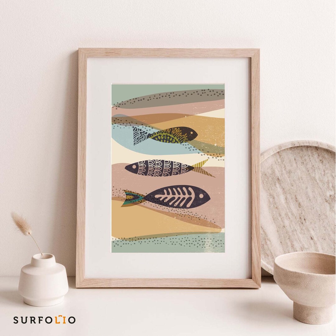 Boho Fish Print, Mid Century Fish, Fish Vintage Poster, Fish Art Lover ...